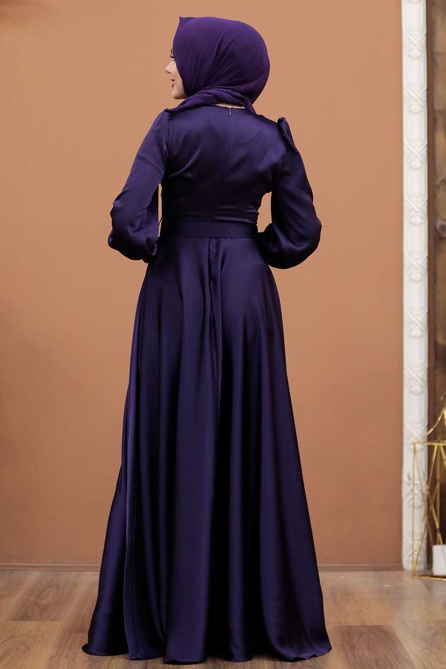 Luxorious Purple Islamic Wedding Gown 3038MOR - Neva-style.com