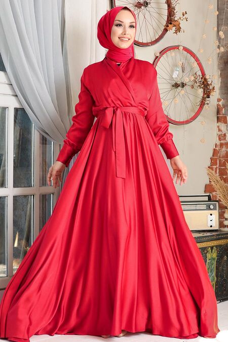 Stylish Red Muslim Prom Dress 1418K - Neva-style.com