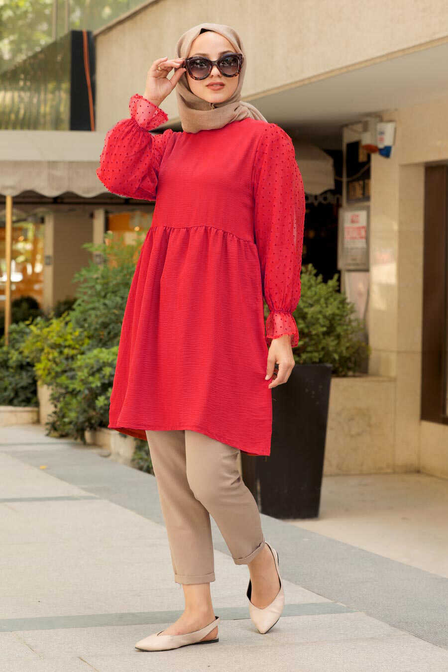 Red Hijab Tunic 4601K - Neva-style.com