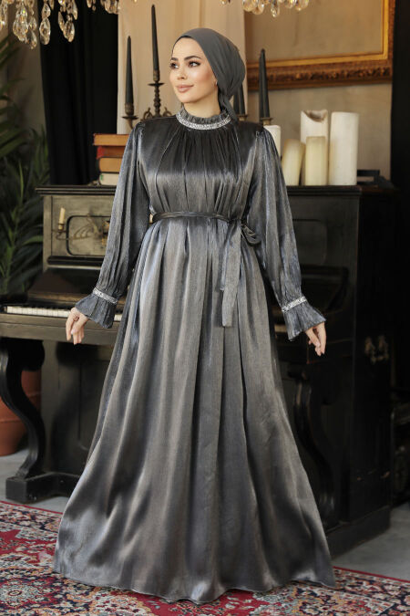 Smoke Color Modest Gown 25261FU - Neva-style.com