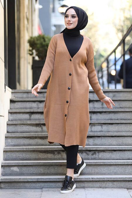 Sunuff Colored Hijab Cardigan 23760TB - Neva-style.com