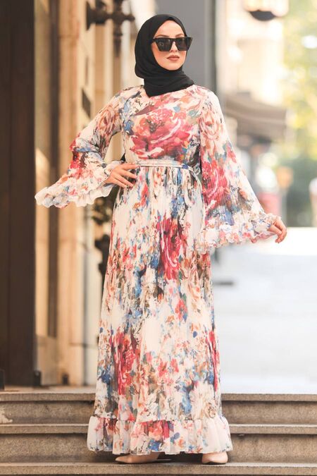 White Hijab Dress 23814B - Neva-style.com