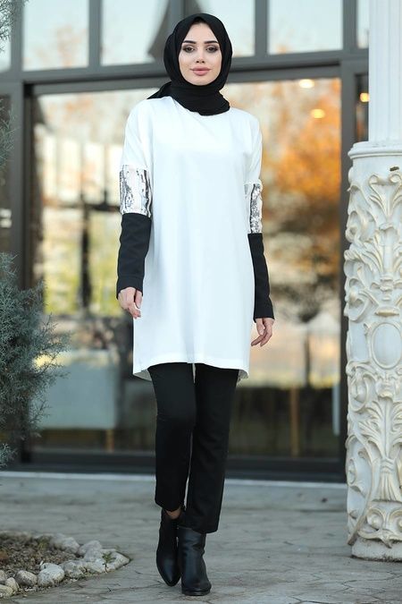 White Hijab Tunic 9069B - Neva-style.com